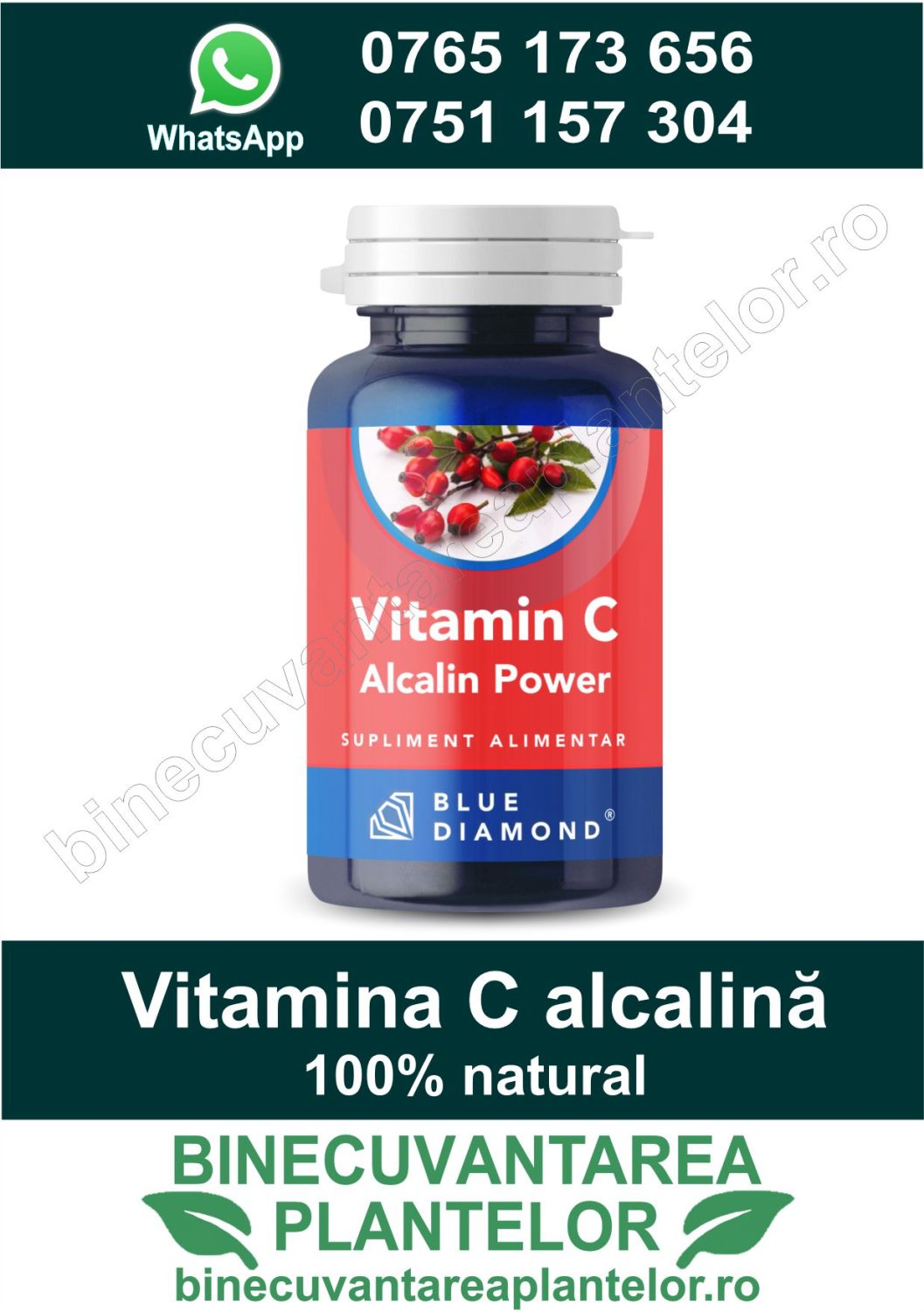 Vitamina C din ascorbat de calciu - Vitamin C Alcalin Power